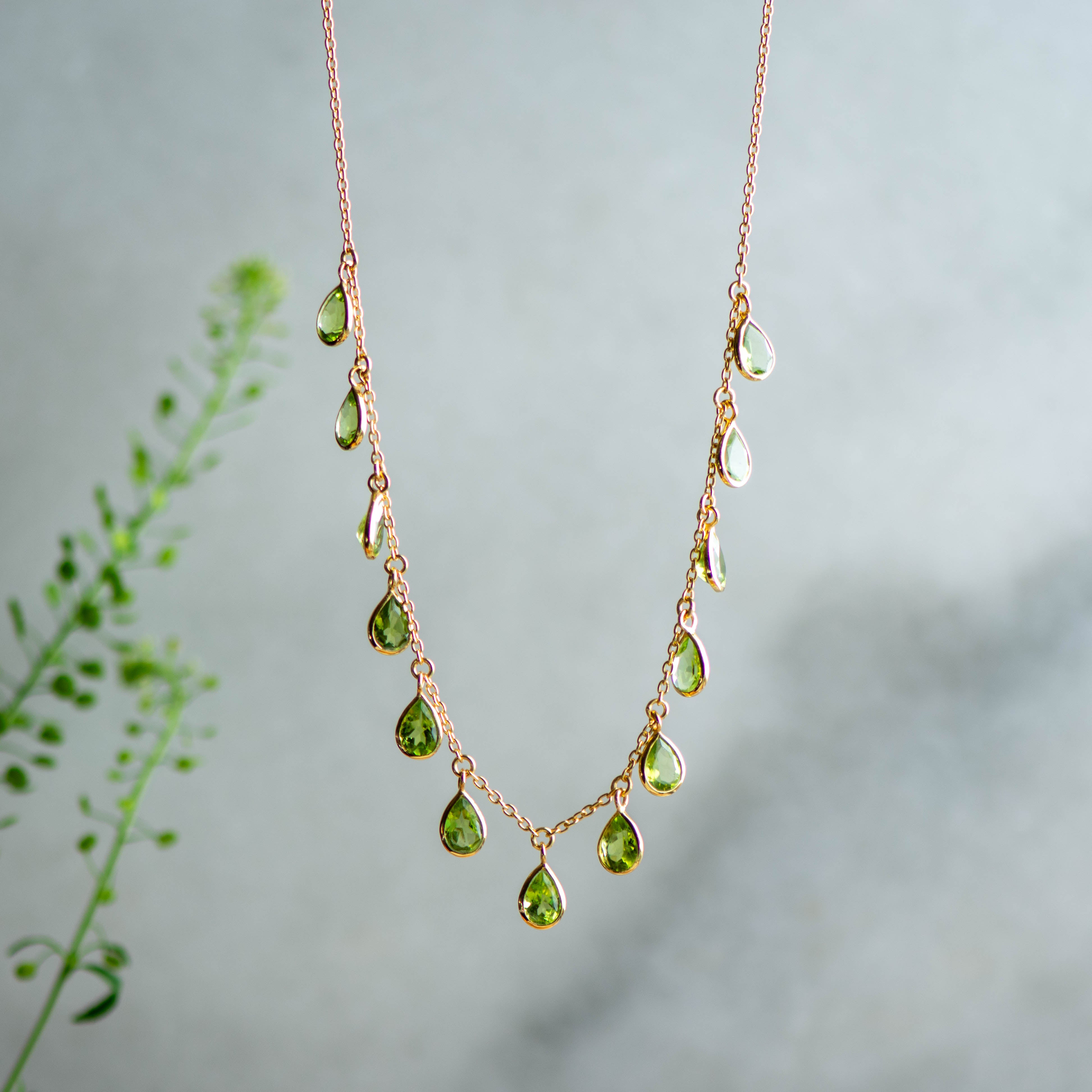 Shop Pear Drop Gold Necklace with Peridot | Memara jewellery